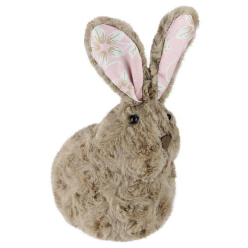 8" Tawny Brown & Pink Plush Floral Easter Rabbit Tabletop Decor ...