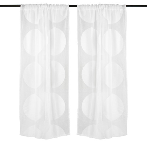 White Circle Lace Patterned Decorative Rectangular Curtain 50" x 96 ...