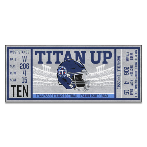 30" x 72" Gray & Blue NFL Tennessee Titans Ticket Mat Area Rug Runner ...
