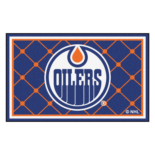 4' x 6' White & Blue NHL Oilers Foot Plush Non-Skid Area Rug ...