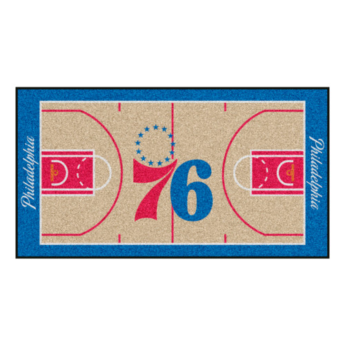 2.4' x 4.5' Blue & Red NBA Philadelphia 76ers Basketball Court Mat Area ...