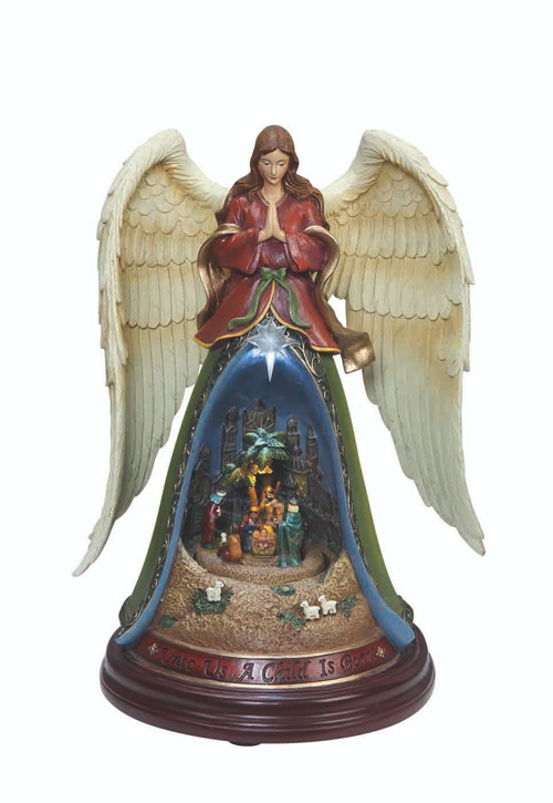 Child Is Born Angel with Nativity Musical Tabletop Decor with LED - 10. ...