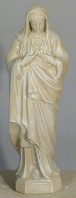 25” Antique Stone Finish Scared Heart of Mary Outdoor Patio Statue ...