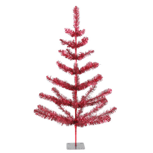3' Medium Red Tinsel Twig Artificial Christmas Tree, Unlit | Christmas ...