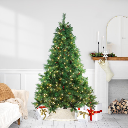 6.5' Pre-Lit Full Denali Mixed Pine Artificial Christmas Tree ...