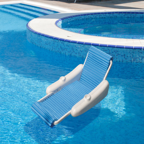 Rippled Float Sunchaser Swimming Pool Lounge Chair - 66" - White & Blue ...