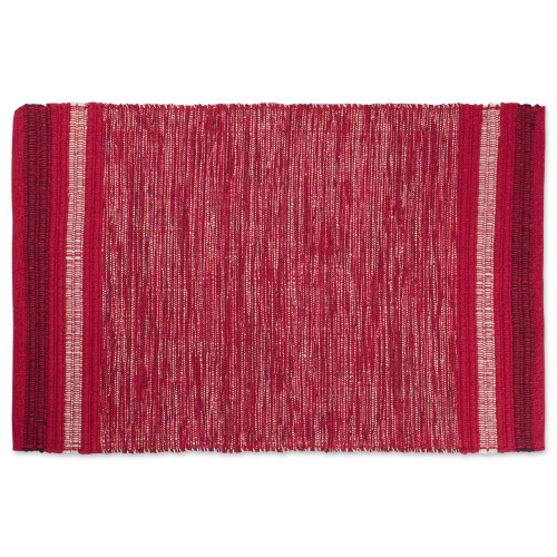 24" x 36" Red Variegated Reversible Rectangular Recycled Rag Rug ...