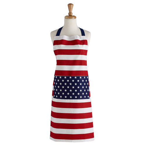32" Red & White American Flag Print Kitchen Chef Apron | Christmas Central