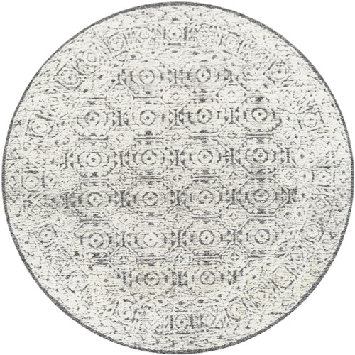 8' Black & Ivory Hexagon Patterned Round Hand Tufted Area Rug ...