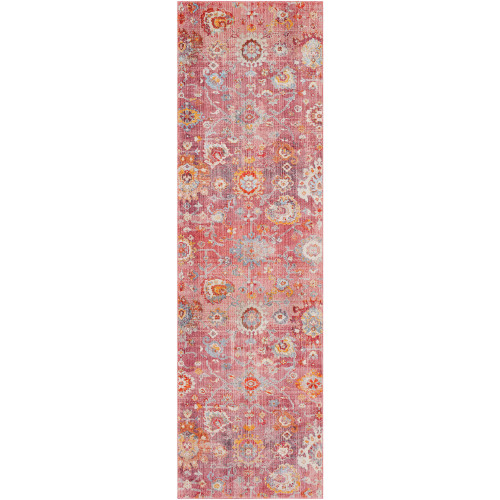 2.5' x 9' Traditional Style Pink & Burnt Orange Rectangular Area Throw ...