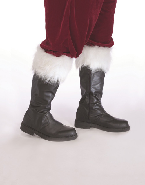 Professional Black Santa Boots with Plush Cuff – Size Large | Christmas ...