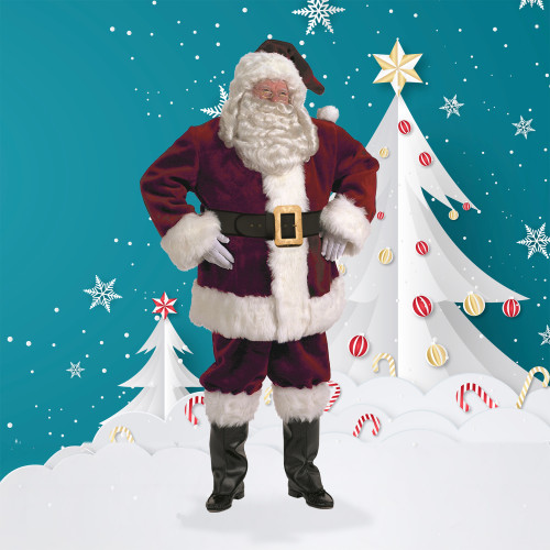 7-Piece Majestic Santa Claus Suit Deluxe Costume Thick Burgundy - Adult ...