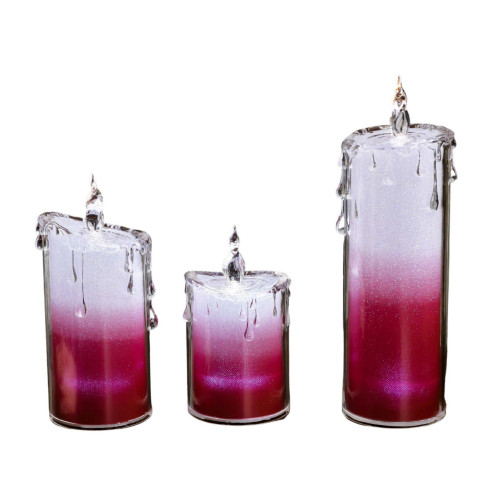 LED Lighted Glitter Candles - 9.5" - Red & White - Set of 6 | Christmas ...