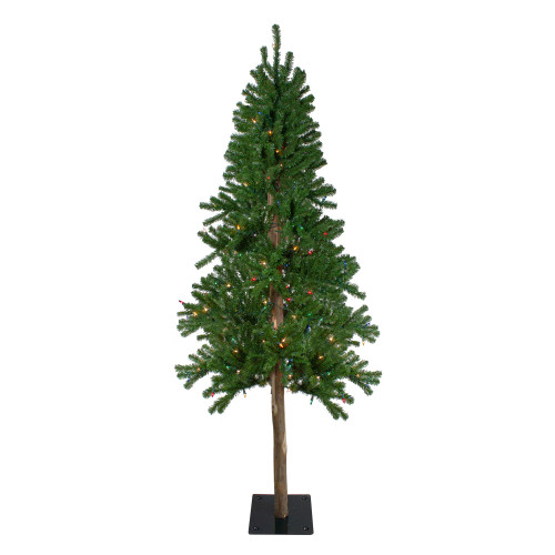 Pre-Lit Medium Alpine Artificial Christmas Tree - 6' - Multicolor ...