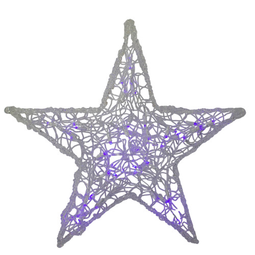 24" Pre-lit Clear & Purple LED Color Changing Spun Glass Hanging Star ...
