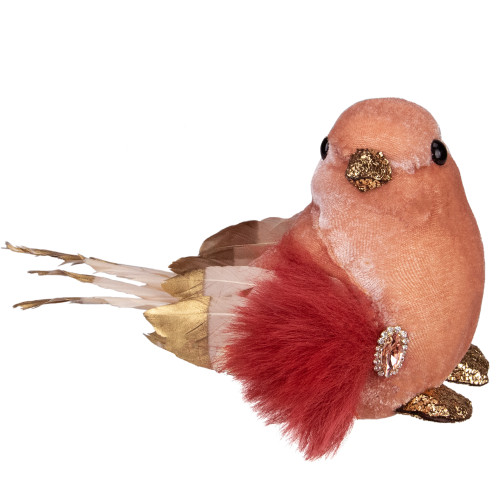6" Pink & Gold Bird Christmas Tabletop Decoration | Christmas Central