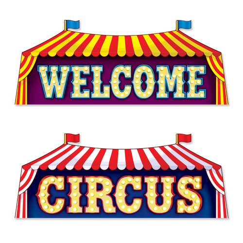 24 Pieces Multi-Color Circus Sign Party Cutouts 23.25” | Christmas Central