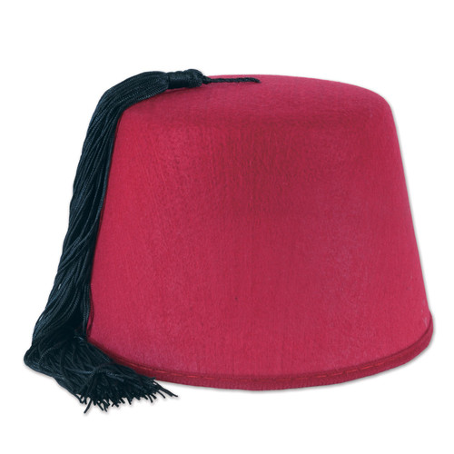 Club Pack of 12 Red & Black Halloween International British Fez Hat 7. ...