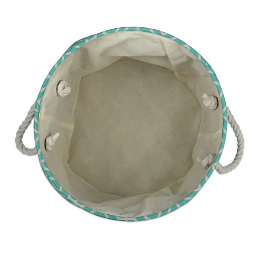16" Aqua Green & White Geometric Design Round Bin | Christmas Central