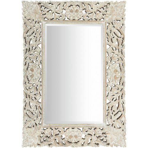 42" White Wooden Frame Rectangular Shaped Wall Mirror | Christmas Central