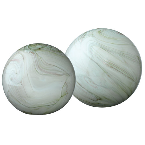 Set of 2 Green & Gray Cosmos Swirl Decorative Balls 9" | Christmas Central