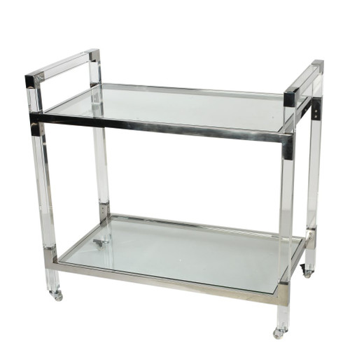 36" Clear & Silver Soho Modern Style Glass Service Trolley | Christmas ...