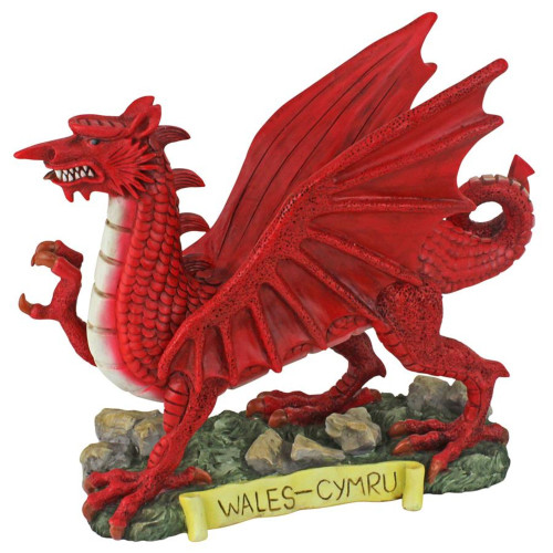 11.5" Red & Gray Small Welsh Dragon Tabletop Figurine | Christmas Central