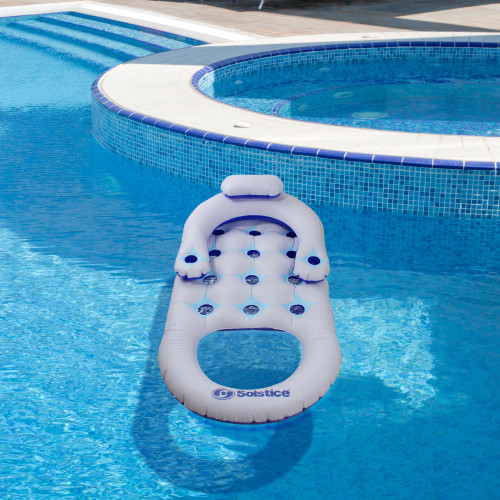Inflatable Solstice Lounge Inflatable Swimming Pool Float - 64" - Blue ...