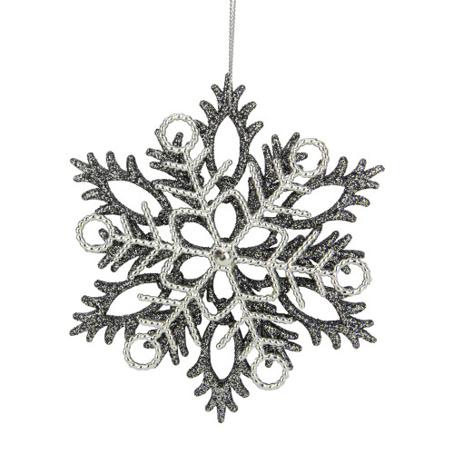 5" Silver Glittered Double Snowflake Christmas Ornament | Christmas Central