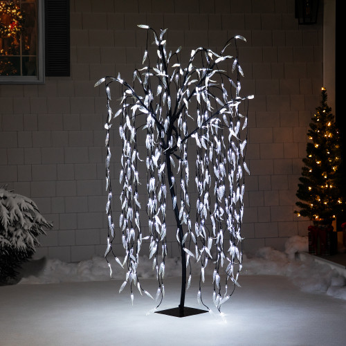 LED Lighted Willow Tree Outdoor Christmas Decoration - 6' - Pure White ...