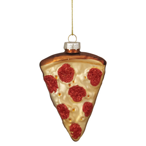 4" Pepperoni Pizza Slice Glass Christmas Ornament | Christmas Central