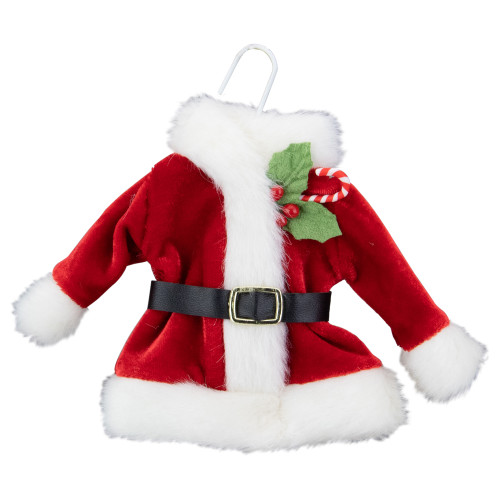 6.5-Inch Plush Red Velvet Santa Jacket on Hanger Christmas Ornament ...