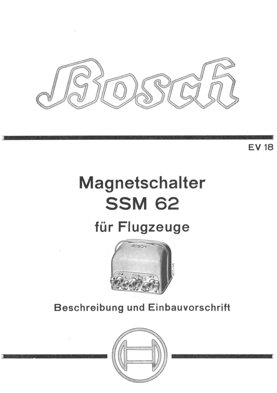 Bosch Magnetic Switch SSM 62 for Aircraft