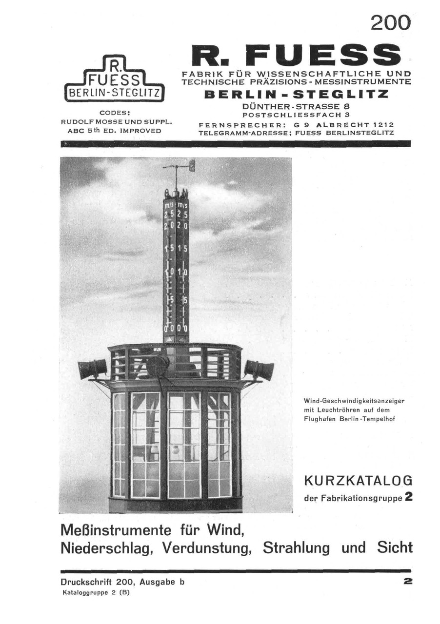 Fuess-200 Measurement Instruments - Wind-Precipitation Manual