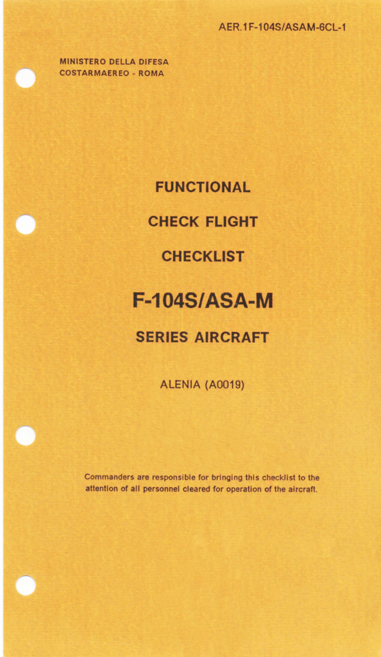 Aeritalia / Lockheed F-104 S Aircraft Check Functional Check Flight Manual
