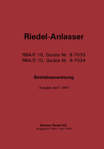 Operating instructions for Riedel starter for BMW 003 engine(German ...