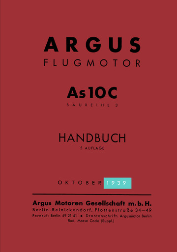 Argus As 10 C Engine Technical Manual 1939, motoren handbuch(German ...