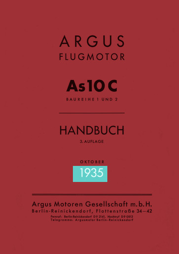 Argus As 10 C Engine Technical Manual 1935, motoren handbuch(German ...