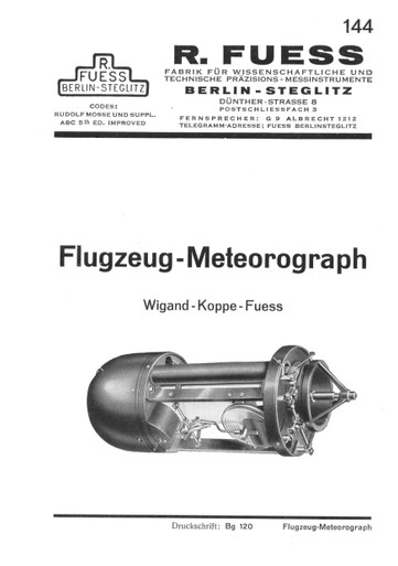 R. Fuess Fuess-144 Meteorograph Manual