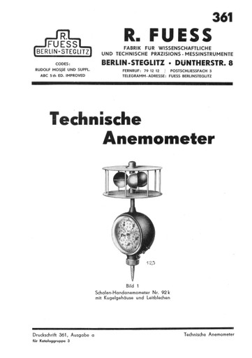 R. Fuess 361 Anemometer Manual