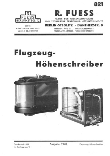 R. Fuess 821 Altitude Recorder Manual