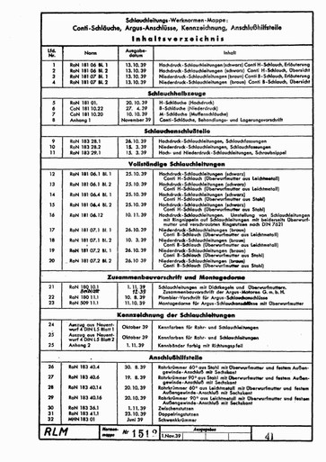 RLM hose lines factory standards for aircraft, RLM Schlauchleitungen ...