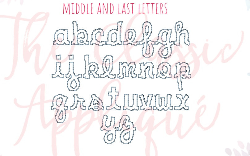 Cursive applique bean stitch font machine embroidery design file by The ...