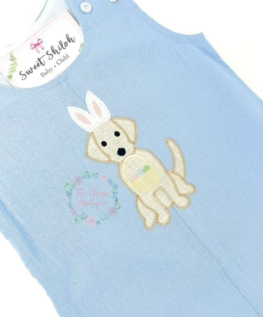 Easter dog with Easter basket zig zag applique machine embroidery ...