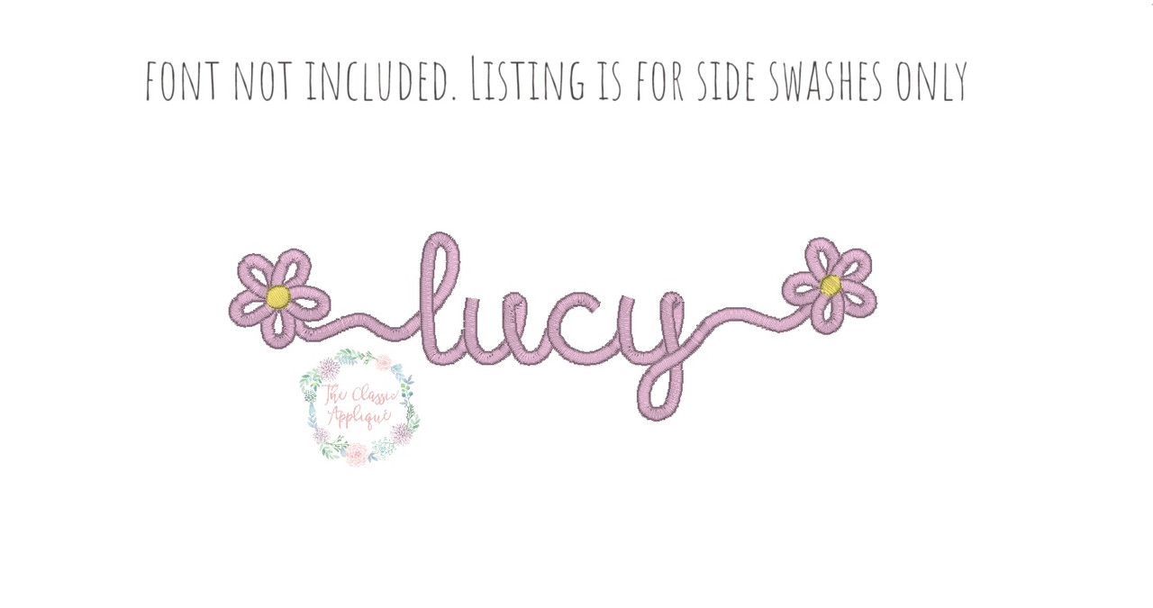 Flower swash satin stitch font machine embroidery design file by The ...