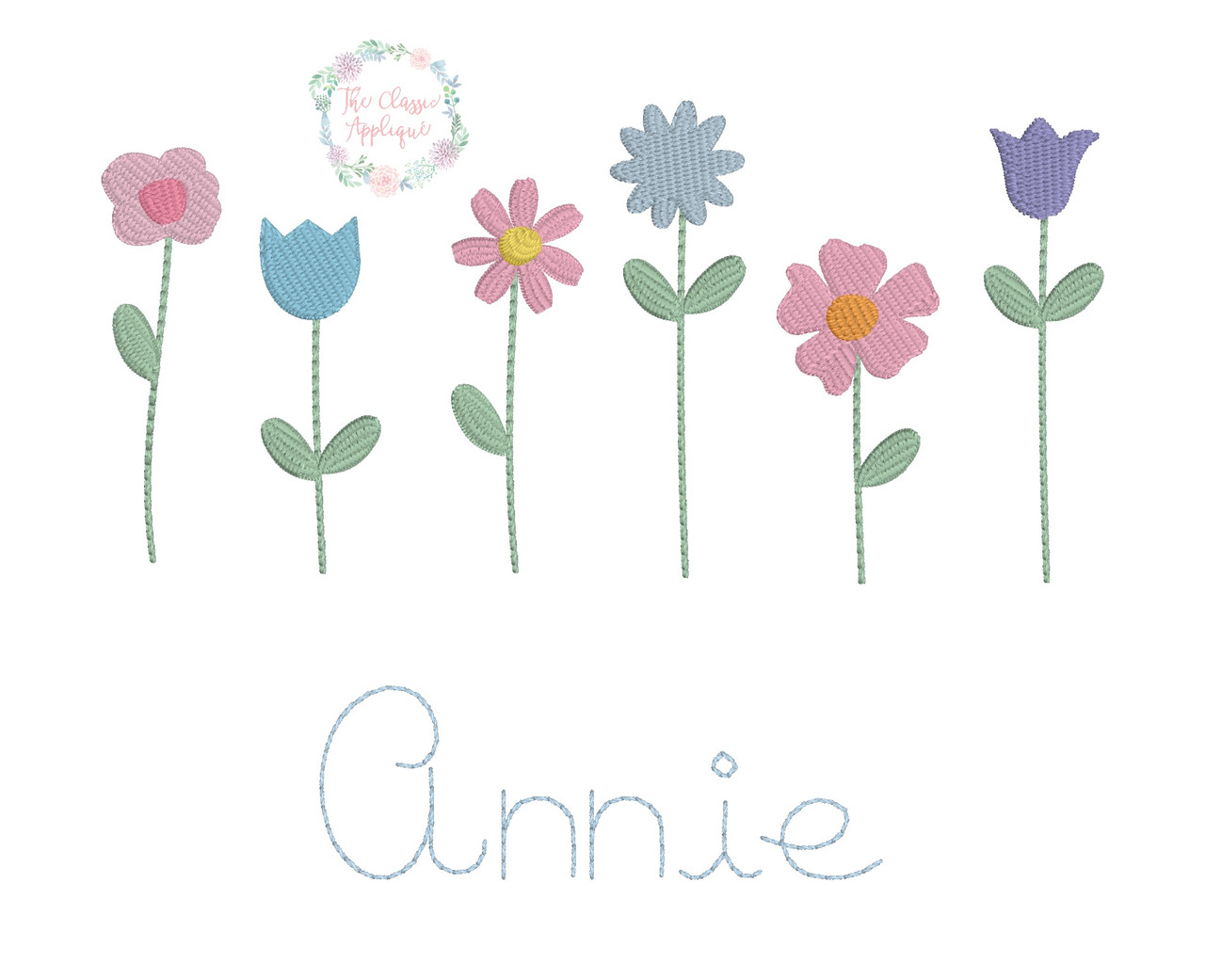 Spring Row of flowers fill stitch machine embroidery design file by The ...