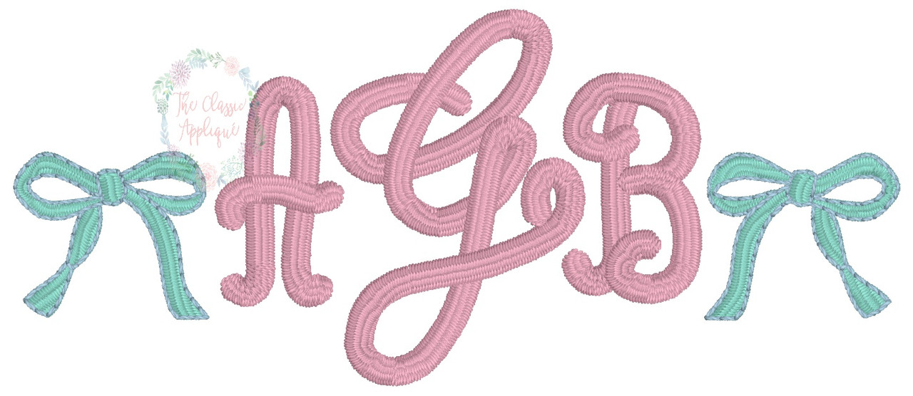 The Lila font shadow satin stitch cursive monogram font for machine ...