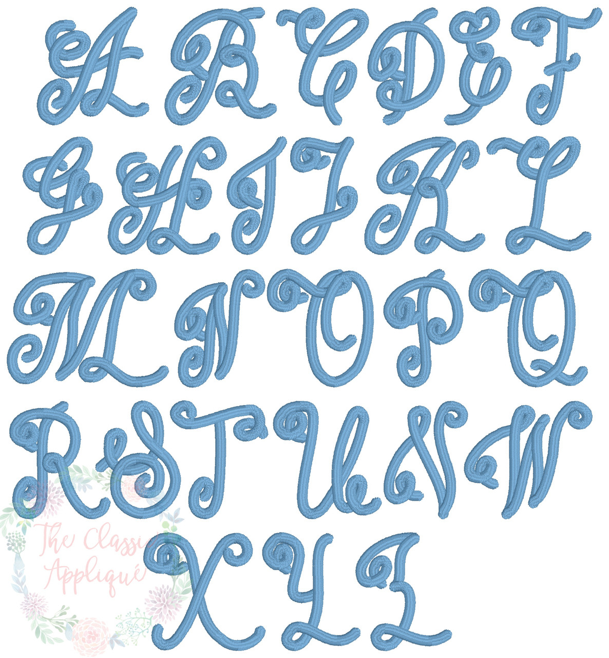 The Lila font shadow satin stitch cursive monogram font for machine ...