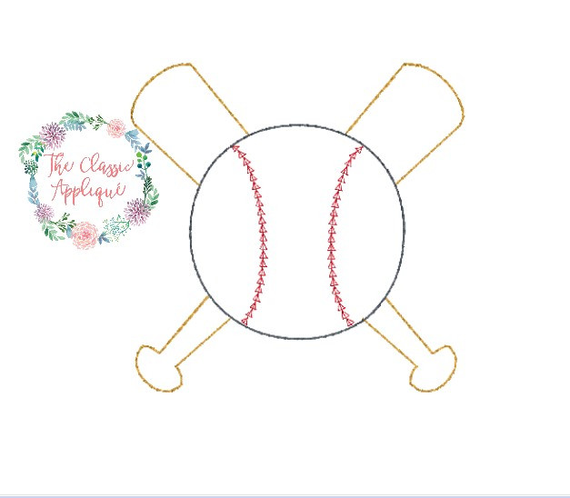 Baseball bats and baseball vintage stitch - The Classic Applique