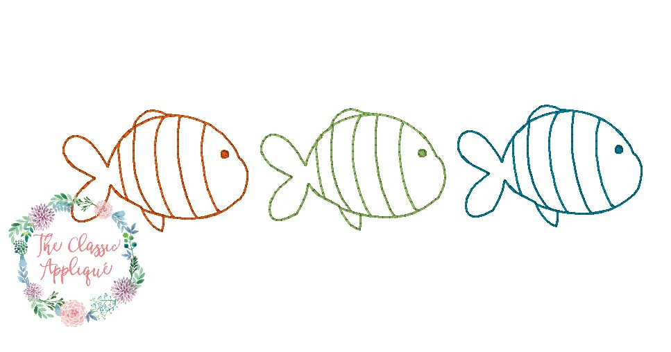 Mini single shadow embroidery or vintage stitch summer fish machine ...